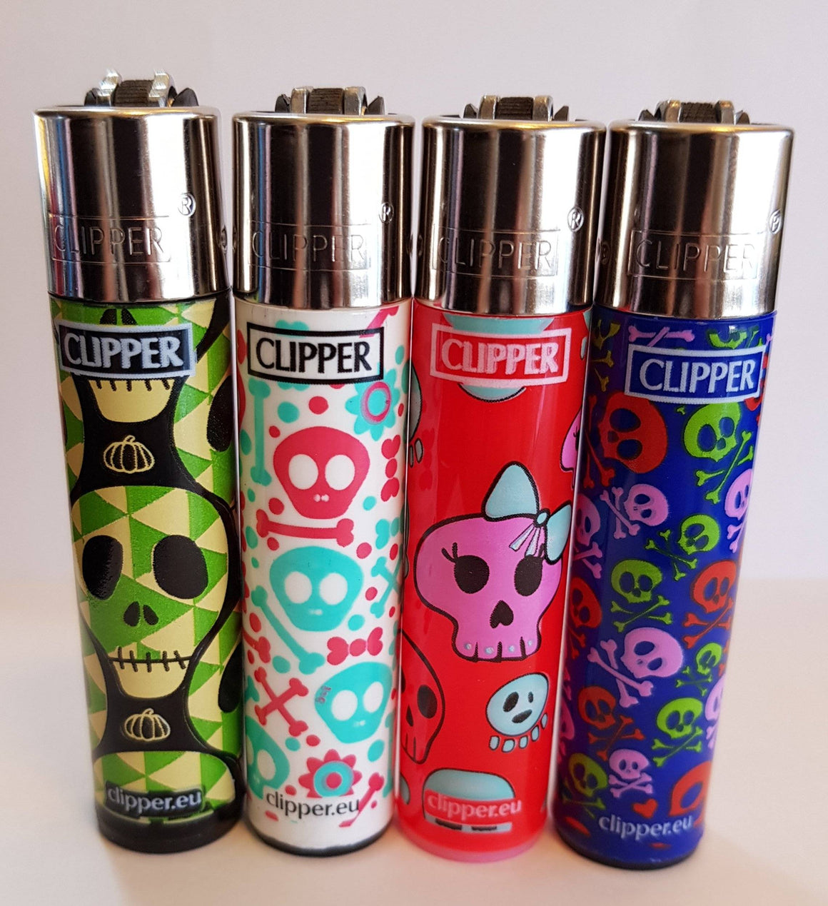 4 Clipper Lighters Back To Skull 2 Collection Unused Refillable